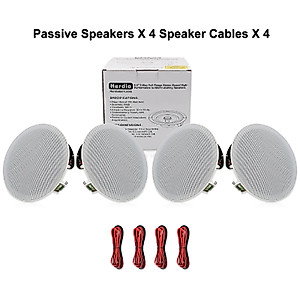 Herdio in Ceiling Speakers, 6.5 Inch 600 Watts Flush Mount Passive Wired Speakers for Bathroom, Kitchen,Living Room,Office(4 Speakers)