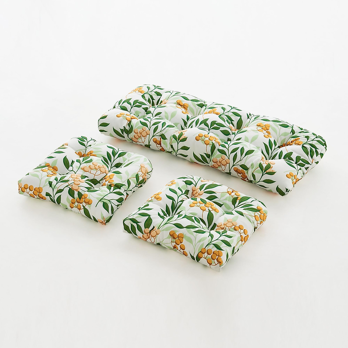 BLISSWALK Outdoor Chair Cushions,3 Piece Loveseat Outdoor Cushions Set,Tufted/Wicker Patio Cushion for Patio Furniture All Weather,44“x19 x5,Floral