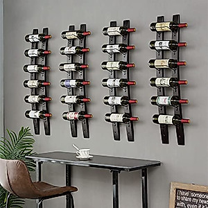 CBYJK Wall Mounted Wine Rack Wooden, Rustic Barrel Stave Wine Rack, Wooden Wine Bottle Holder Rack, Wood Wine Shelf, Imported Pine Wood and Metal - 6 Bottles 40x7.6inch