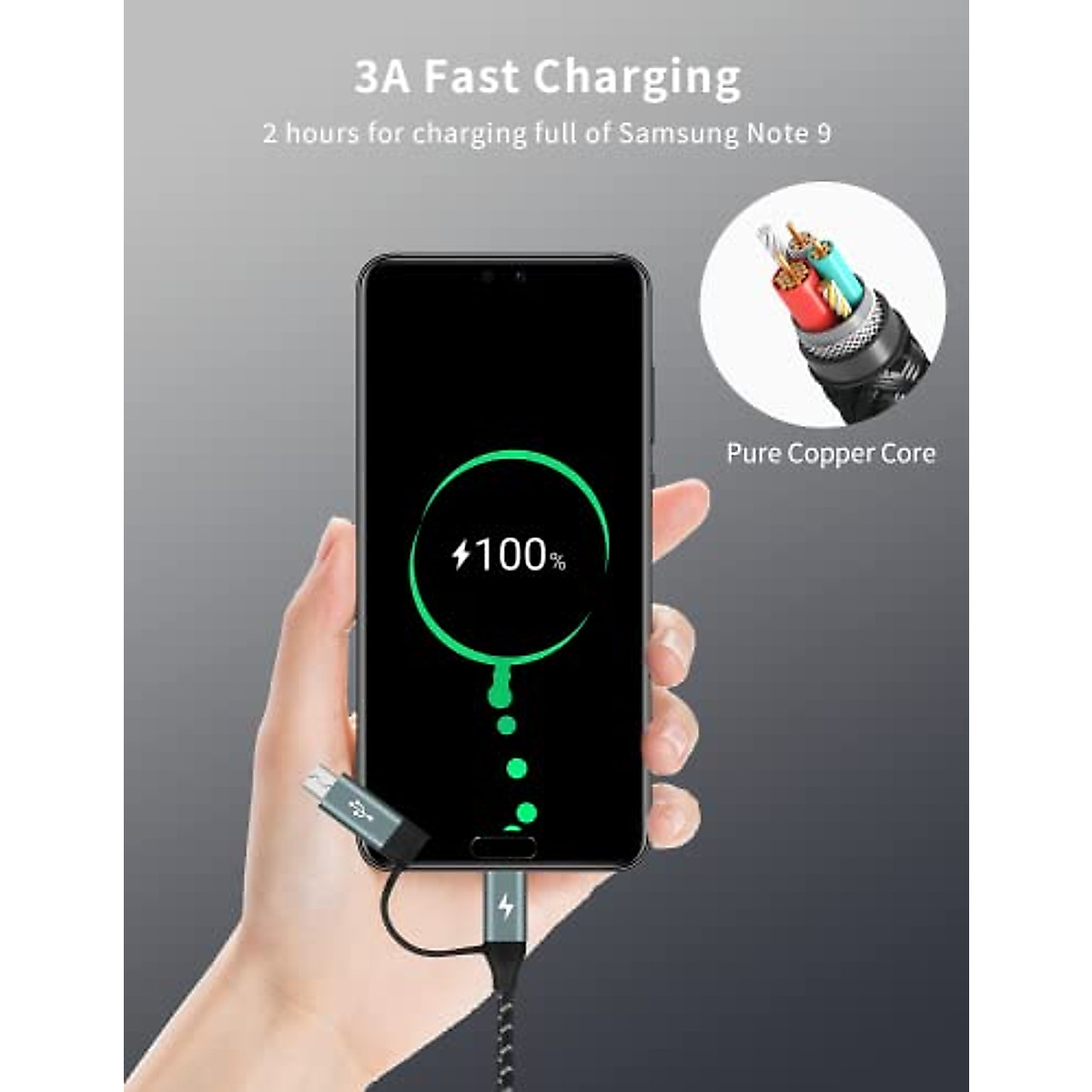 MOMAX Multi USB C Fast Charging Cable, 4 in 1 USB C/USB A to USB C/Micro USB PD 60W Nylon Braided Multiple USB Cable Charge Adapter Connector for All Android, Data Transfer, QC Fast Charging (Grey)
