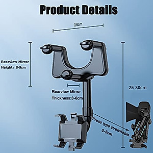 360°Rotatable and Retractable Car Phone Holder, Car Rearview Mirror Bracket, Multifunctional Adjustable Phone Holder, Universal Phone Navigation GPS Holder for All Mobile