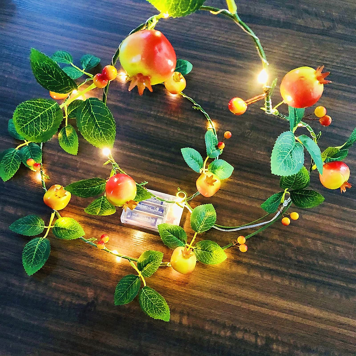 Artificial Fruit Pomegranate String Lights 6.56ft/20LED Rosehips Hanging Vines Plant Garland Foam Berries Light for Home Garden Wedding Party Decor (Z-Pomegranate Light, 1 Pack)