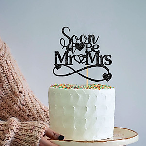 Helewilk Soon to Be Mr & Mrs Cake Topper, Just Married, Bride and Groom, Glittery Happy Wedding Day Party Deocrations Supplies