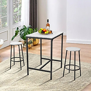 AT-VALY 3-Piece Bar Table Set with 2 Stools,Dining Room Table Set,Small Spaces (Black)