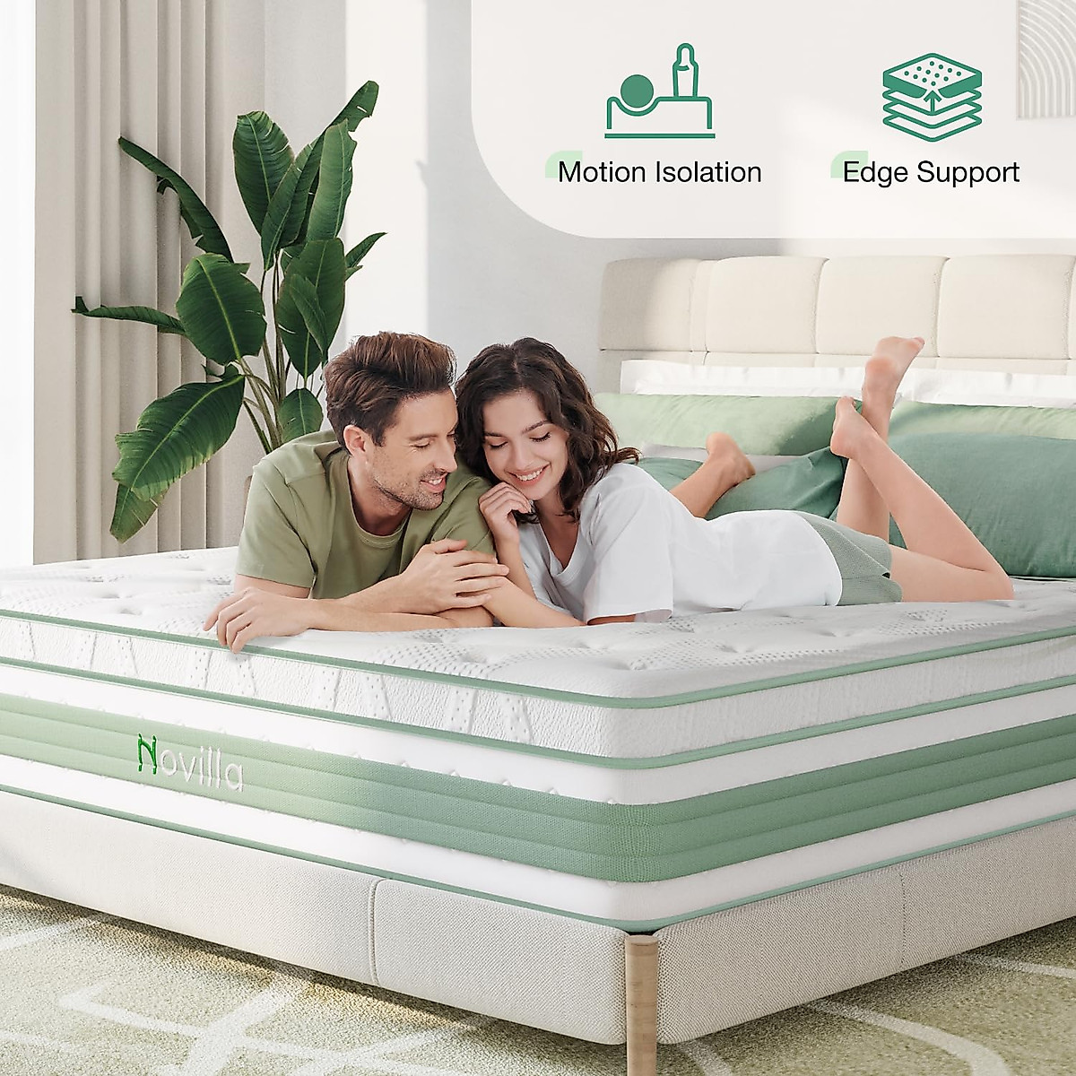 Novilla Full Size Mattress, 12 Inch Hybrid Mattress in a Box, Gel Inflation Memory Foam with Pocket Coils for a Cozy Night, Balance Support, Medium Firm Full Mattress, Pillow Top Mattress Full