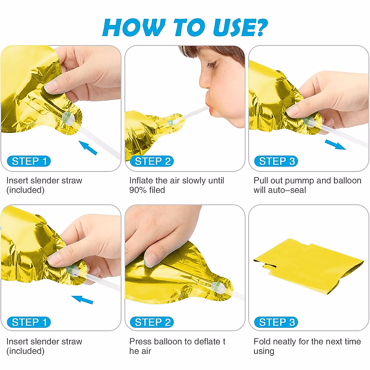 LIOZEOKUN Number Balloons 16 Inch Mylar Foil Number 0-9 Balloons Set for Party Decoration Custom Digital Balloons 10 Pieces Party Supplies(gold)