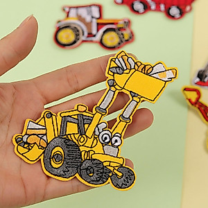 11pcs Car Iron on Sew on Patches,Construction Vehicles Truck Excavator Racing Design Car Appliques DIY Patch for Hats Jackets Bags Jeans