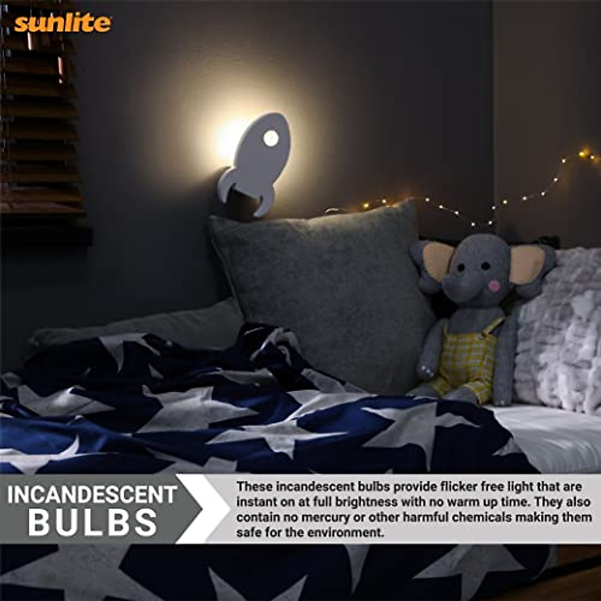 Sunlite 01059 7C7 Incandescent Bulb, 7 Watt, Candelabra E12 Base, C7 Small Night Light, Colored Bulb, White, 12 Count