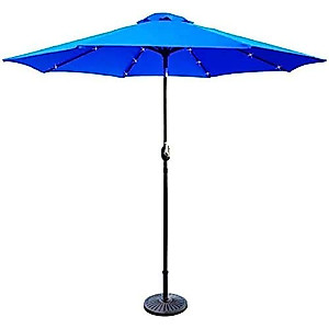 Ezone 9FT Outdoor Patio Umbrella with Solar Lights and Tilt Function, Solar Umbrella for Backyard and Patio with Tilt Adjustment