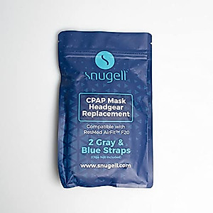 Headgear Replacement Straps for ResMed AirFit F20 Full-face CPAP Mask by Snugell | Gray and Blue Color | Pack of Two (2) Straps | Clips Not Included | Durable Premium Nylon Material