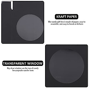 VILLCASE Cake Wrapping Individual Pastry Boxes, Kraft Paper Mini Box with Clear Window, 25pcs Bakery Food Container for Muffins, Treats, Mini Pies (Black, 3.14X3.14X1.18inch)