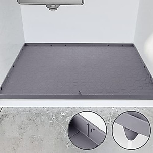 Waterproof Under Sink Mat for 36"Cabinet, Flexible Silicone Cabinet Protection Mat, Under Sink Tray, Drips Leaks Spills Protector, 35x22"Cabinet Liner for Kitchen, Bathroom