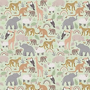 PBS Fabrics Jungle Baby by Lisa Whitebutton, Quilter's Cotton by The Yard, Friends, Green