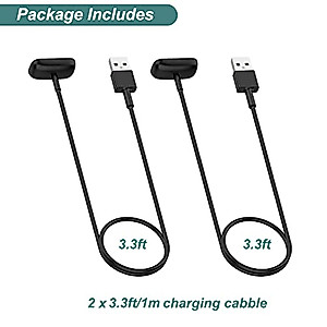 Charger for Fitbit Charge 5 / Fitbit Luxe Fitness Tracker, Replacement Charging Cable Cord Accessories for Fitbit Luxe/Charge 5 [2-Pack, 3.3ft/1m]
