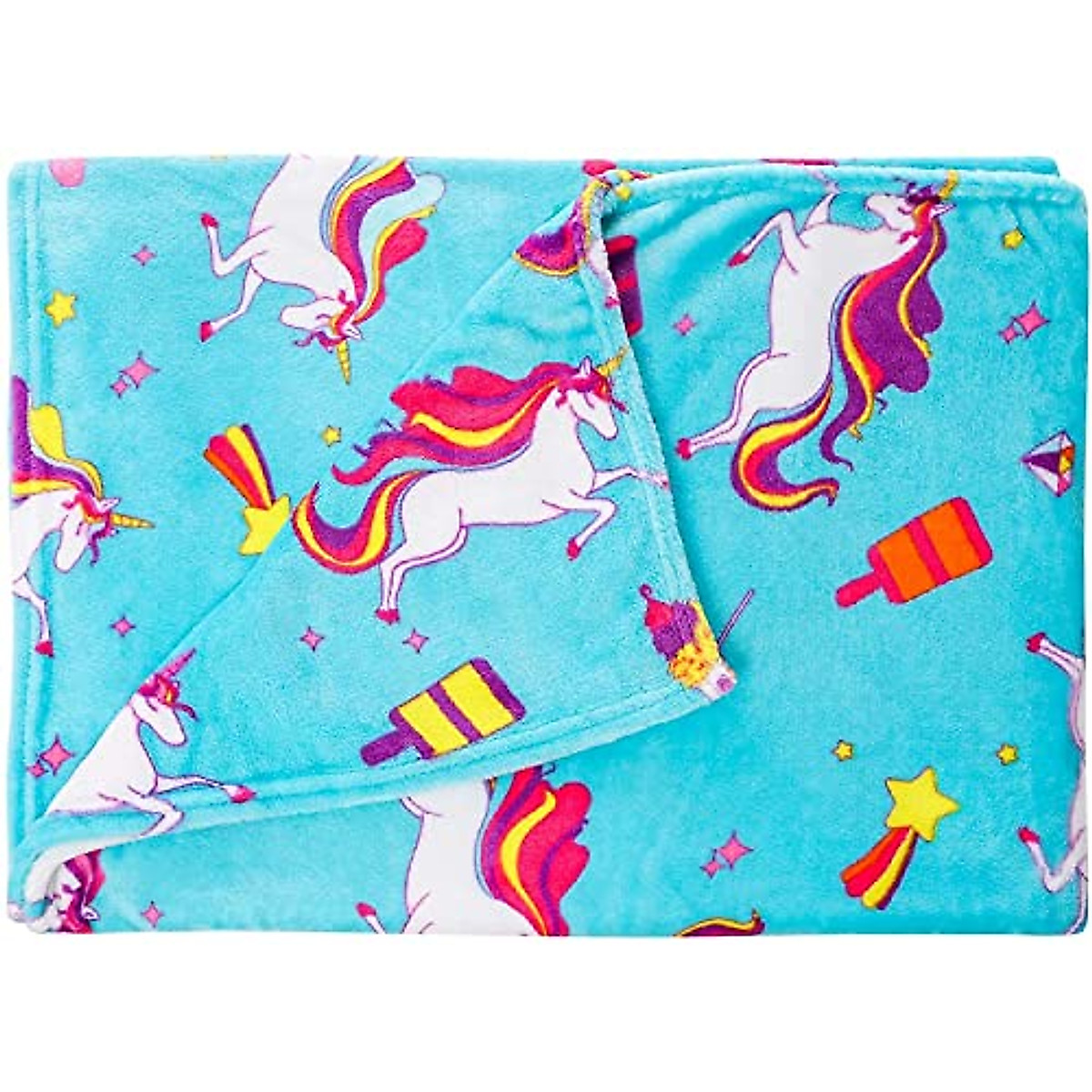 GirlZone Unicorn Fleece Blankets for Girls, Large Fluffy Blankets for Teen Girls with Cute Unicorn and Mermaid Designs, Great Unicorn Gift Ideas for Girls