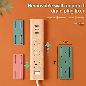 8 Pcs Adhesive Punch-Free Socket Holder，Self-Adhesive Desktop Socket Fixer, Cable Management Punch Free Surge Protector, Desktop Mobile Plug-in Socket Fixer Bracket Stand