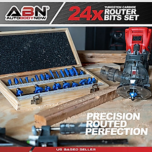 ABN Tungsten Carbide Router Bit Set - 24 Piece Router Set 1/4in Shanks - for Beginners to Commercial Users
