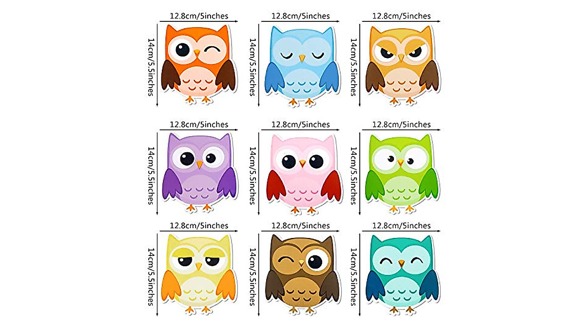 Colorful Owls Cutouts for Classroom & Party Decor
