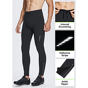 BALEAF Men's Thermal Cycling Pants, 4D Padded Winter Bike Tights Fleece Lined Bicyble Riding Leggings Black L