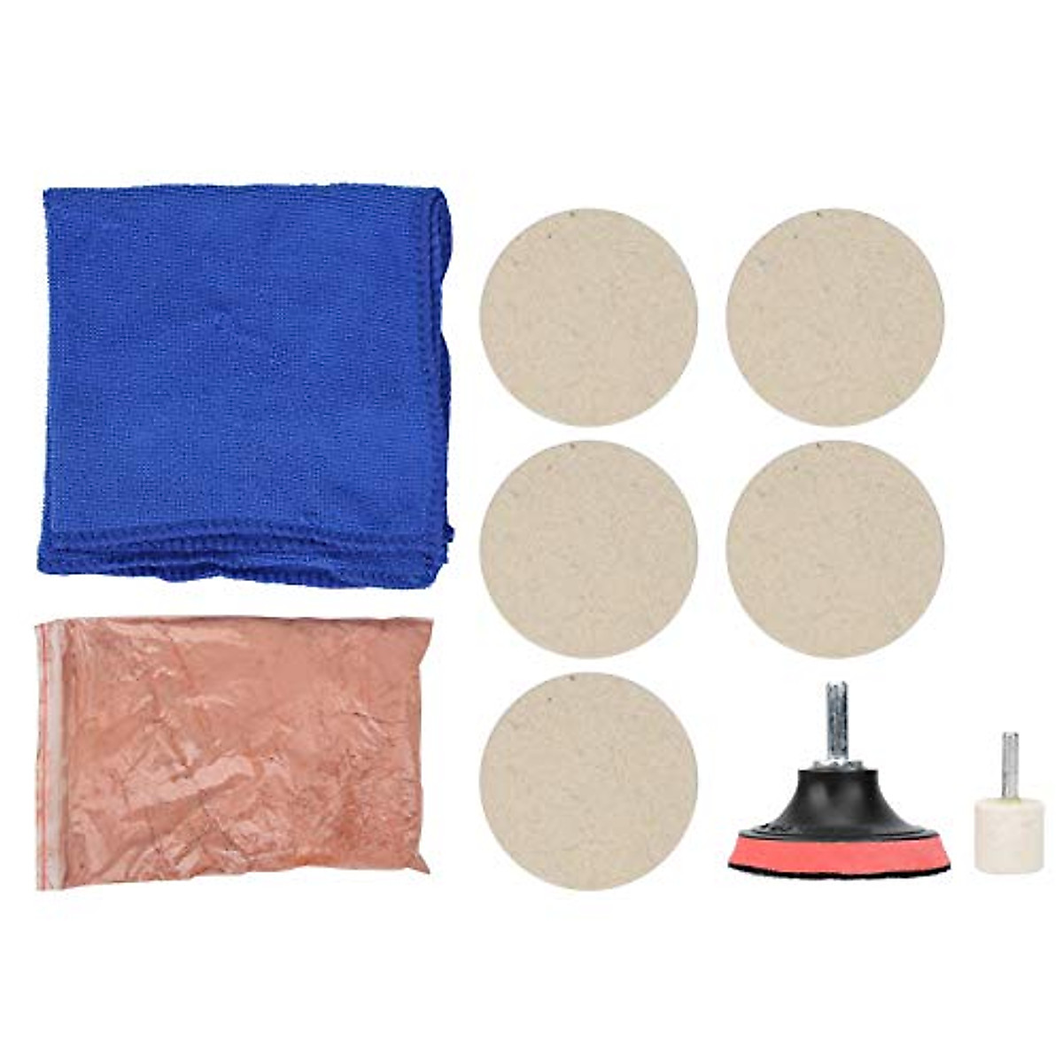 Glass Polishing Kit Car Windscreen Glass Scratch Remover 100g Cerium Oxide Powder Polishing Kit Wheels Set Polish Pads