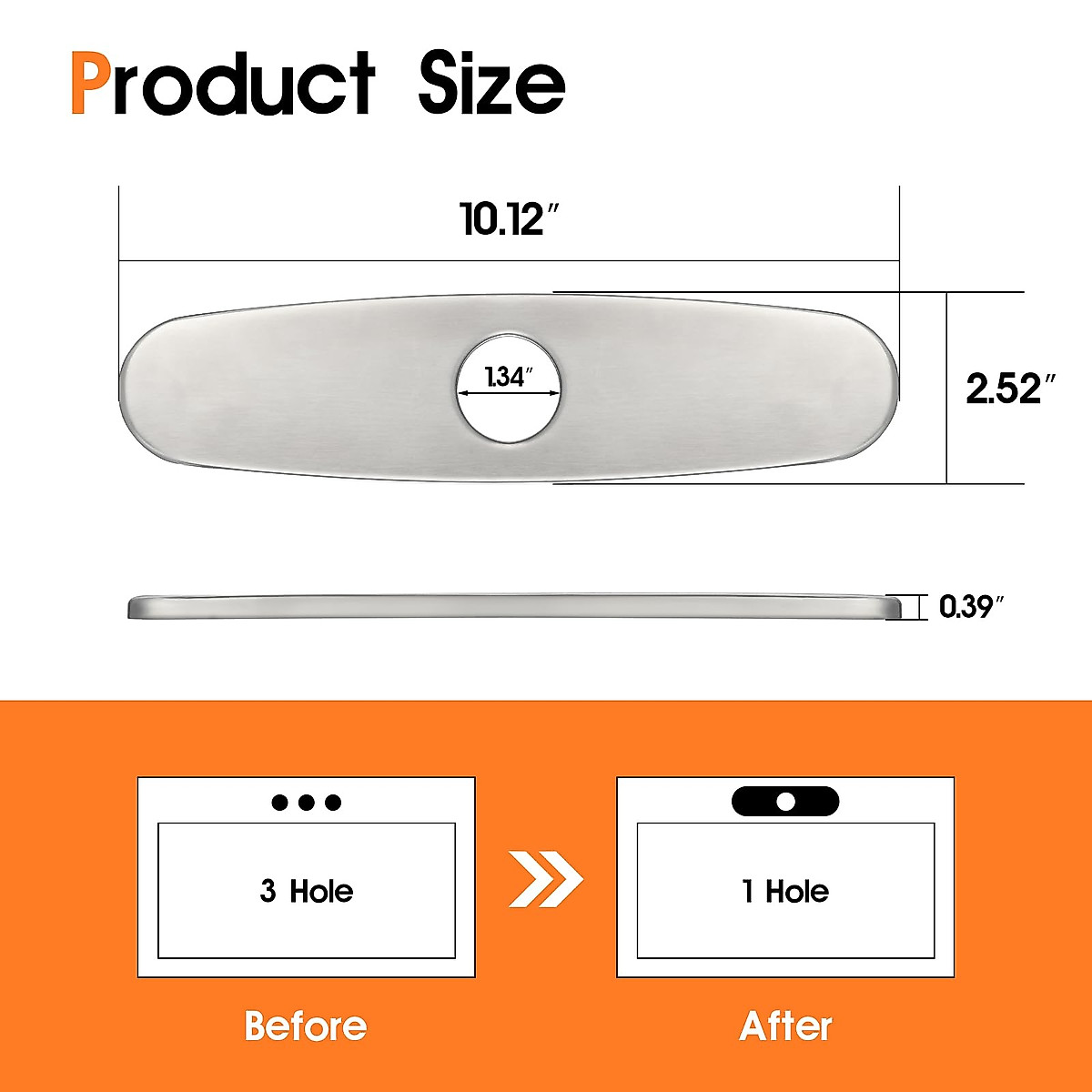 Lanceler Sink Faucet Hole Cover Deck Plate Brushed Nickel 10 Inch 1 or 3 Faucet Escutcheon for Bathroom or Kitchen Vanity Sink Faucet Stainless Steel