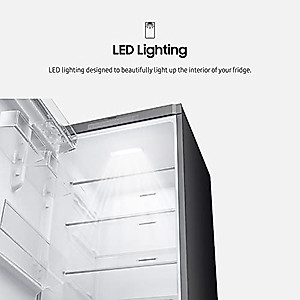 SAMSUNG 12.0 Cu Ft BESPOKE Compact Refrigerator w/ Bottom Freezer, Flexible Slim Design for Small Spaces, Even Cooling, Reversible Door, LED Lighting, Energy Star Certified, RB12A300631/AA, Gray Glass