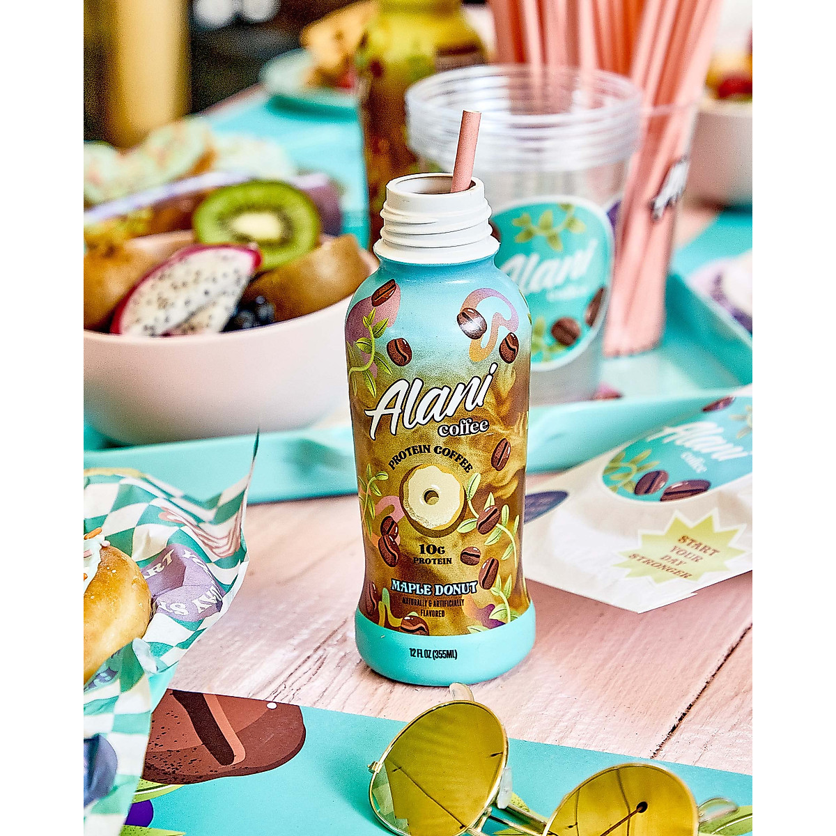 Alani Nu Protein Coffee MAPLE DONUT | Ready To Drink Cold Brew with 10g of Protein | 100mg Caffeine | 90 Calories, Naturally Flavored | 12 Fl Oz Bottles | 12 Pack