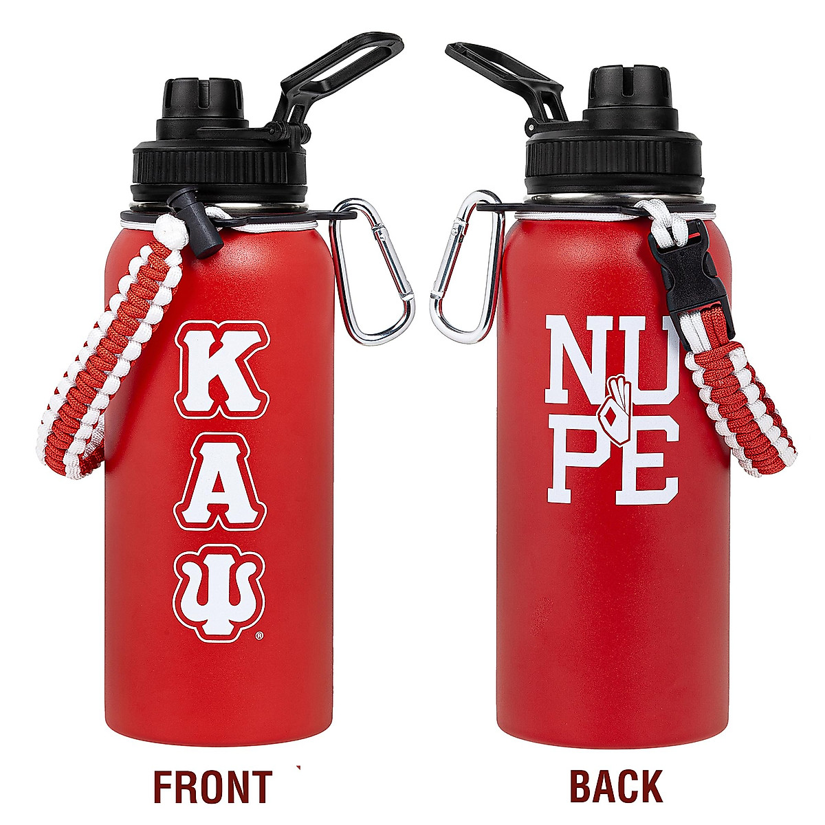 BBGreek Kappa Alpha Psi Fraternity Paraphernalia - Official Vendor - 32oz Rugged Tumbler with Paracord Carabiner - Nupe