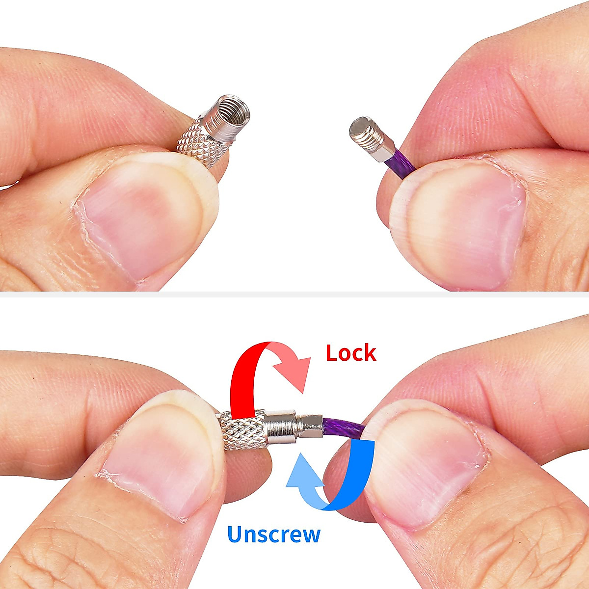 Cuttte 14PCS Key Ring Keychain - 4.7 Inches Stainless Steel Wire Key Rings for Key Chain Rings, 2mm Coated Keychain Cable Threaded Heavy Duty Luggage Tag Loops Dog Tag Ring for Collar