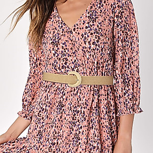 YooAi Straw Woven Belts for Women Dresses Boho Braided Stretchy Waist Belt for Summer Dress Pants 2 Pack M