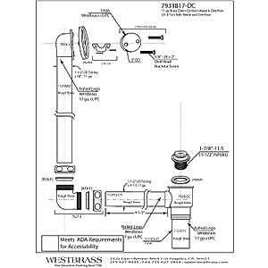 Westbrass 7931817-DC-62 18" Tip-Toe Drain Trim with 2-Hole Overflow Faceplate & Direct Connect Shoe Outlet, Matte Black