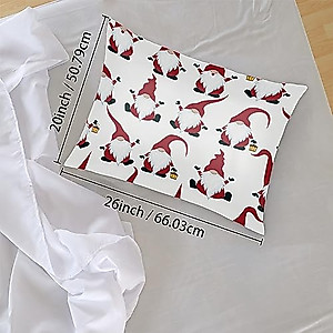 Cute Gnomes Satin Pillowcase for Hair and Skin, Christmas Dwarf Silk Pillowcase with Zipper, Soft Silky Pillow Cover Standard Size (20x26 Inches) Cooling Satin Pillow Cases