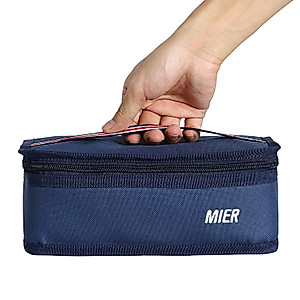 MIER Portable Thermal Insulated Cooler Bag Mini Lunch Bag and 2 Compartment Lunch Bag