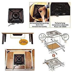 MEINAISEN Kotatsu Table Set, Japanese Heated Table with Kotatsu Futon, Low Coffee Table in Living Room Winter Heating Multifunctional Table for Four Seasons (Metal : Red, Size : 75 * 75 * 40cm)