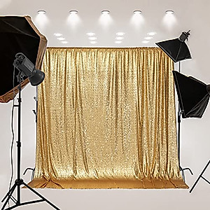 Eternal Beauty Sequin Backdrop 10x10, Glitter Photo Backdrop Curtain for Wedding Birthday Baby Shower Event Decor (Gold-10x10 Ft)