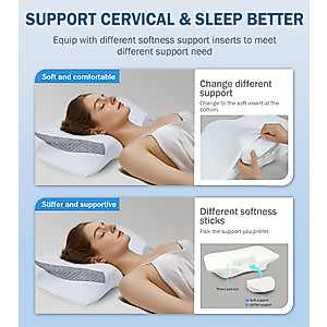 SOUTHVO Cervical Neck Pillow for Pain Relief, Ergonomic Neck Support Pillow Memory Foam Pillows Adjustable Contour Orthopedic Pillow for Side, Back & Stomach Sleeper Head Shoulder Bed Sleep Pillow