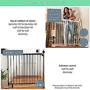 Summer Metal Banister & Stair Safety Pet and Baby Gate, 31"-46" Wide, 32.5" Tall, Install Banister to Banister or Wall, or Wall to Wall in Doorway or Stairway, Banister and Hardware Mounts - White