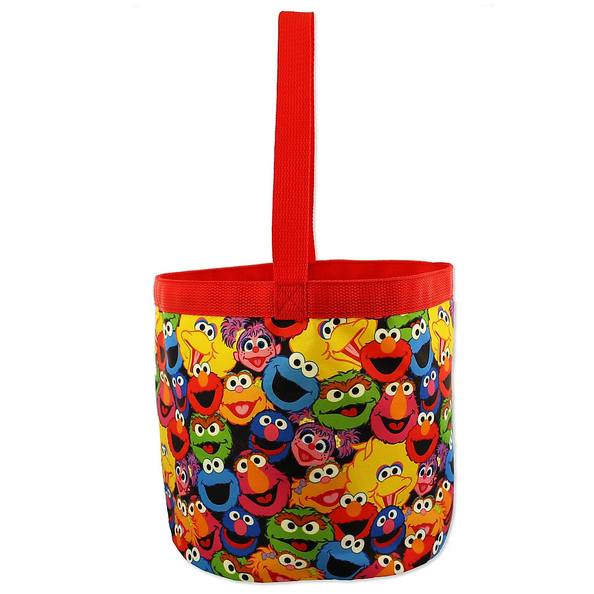 Sesame Street Elmo Boys Girls Collapsible Nylon Gift Basket Bucket Tote Bag (One Size, Red/Multi)