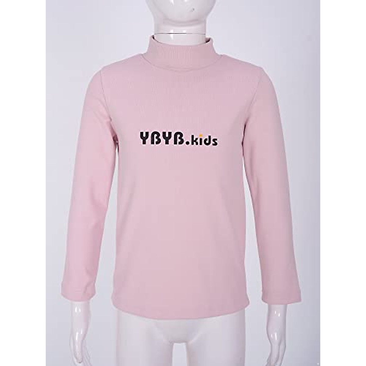 Xnihocha Kids Boys Girls Turtleneck Long Sleeve T-Shirt Printed Thermal Underwear Tops Tee Undershirt Pink 9-10 Years