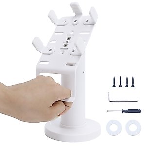 CRIZISTON Universal Square POS Machine Terminal Stand, Adjustable Square Credit Card Reader POS Stand, 7" Tall Swivel and Tilt Square Terminal Stand with Complete Kit, Screw-in and Adhesive, White