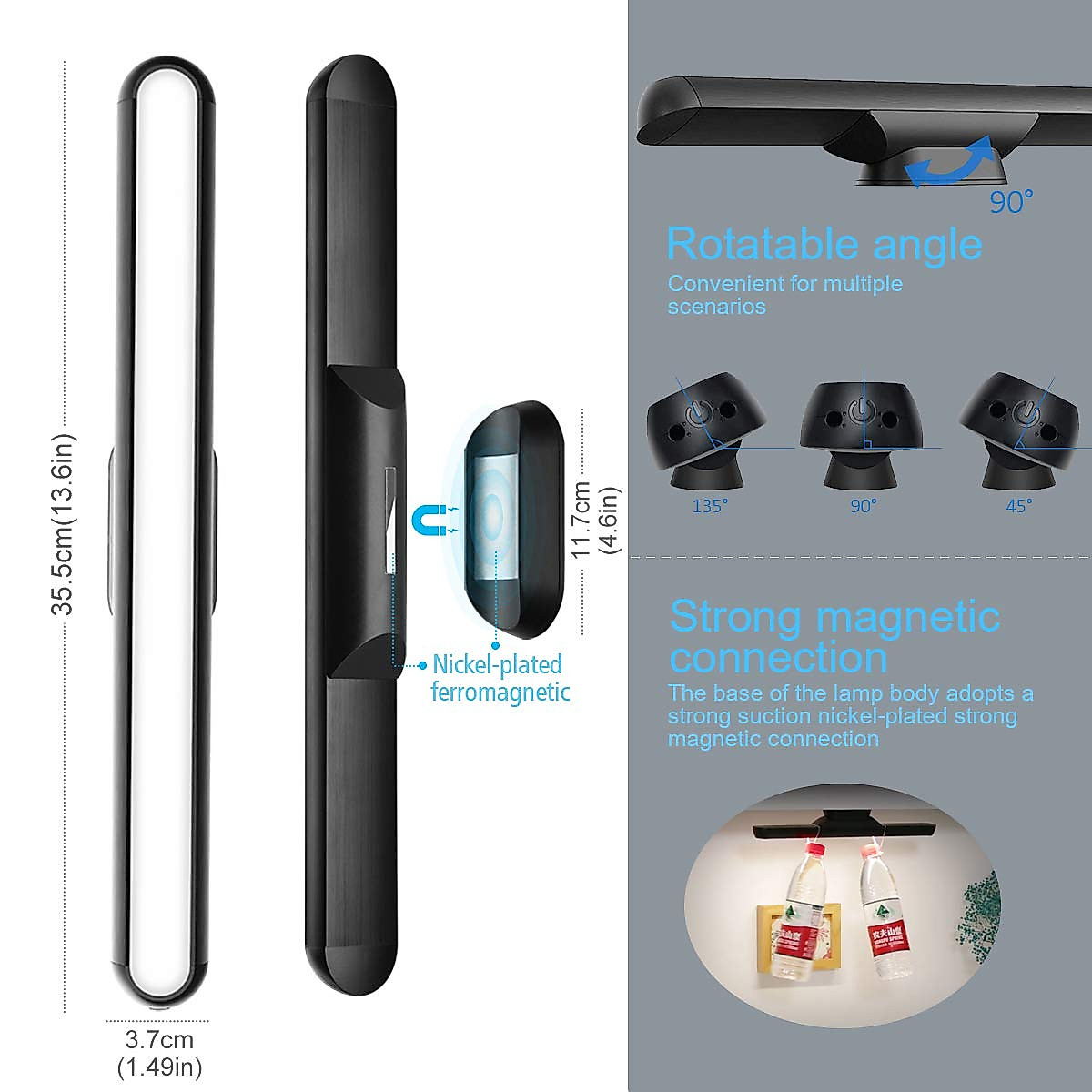 WILLED Dimmable Touch Remote Control Light Bar, 5W Built-in 2000mAh Battery and Stick Magnet Mount, for Reading, Closet, Cabinet, Makeup Mirror, Bedside, Study Light