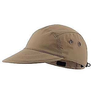 Connectyle Mens UV Sun Protection Cap Safari Hike Cap with Neck Flap Fishing Hat (Dark Khaki)