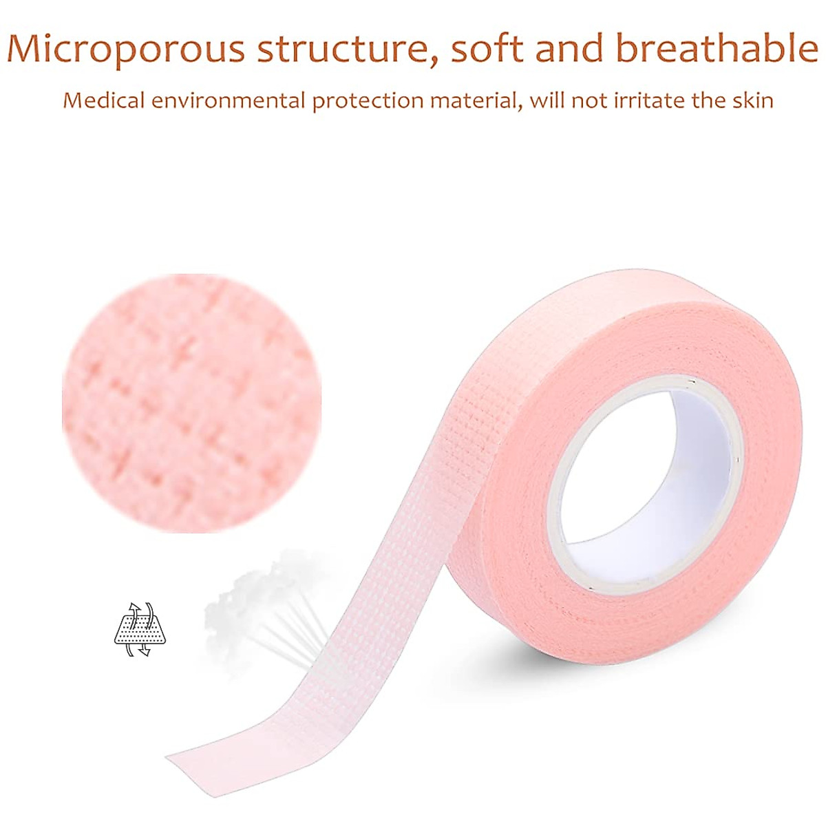 Etercycle 6 Rolls Lash Extension Tape, Eyelash Tape Micropore Breathable Adhesive Fabric Lashes Tape for Eyelash Extension Supply Tools, 1/2'' x 10 Yards Each Roll (Pink)