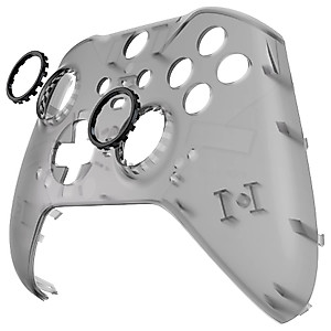 eXtremeRate Clear Black Replacement Faceplate Cover for Xbox One Elite Controller Series 2 (Model 1797), Custom DIY Front Housing Shell Case & Accent Rings for Xbox Elite Series 2 Core Controller