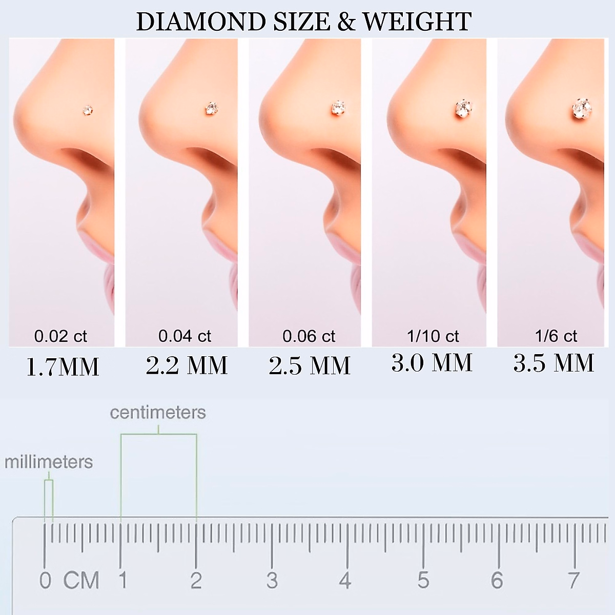 Demira Jewels 14K Yellow Gold Diamond Nose Pin - 0.02 to 1/6ct natural diamond, 16G Gauge, HI Color, I1-I2 Clarity, Kimberley Process Certified.