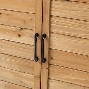 TAKUKA Outdoor Storage Cabinet with 2 Shelves, Wooden Garden Shed with Double Doors& Waterproof Roof，Outside Utility Tool Organizer for Garden Farm Backyard