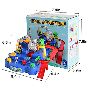 MerryJoy Kids Car Adventure Toy, Train Track Toys Puzzle Rail Car Race Parking Rescue Preschool Educational Cars for 3 4 5 6 7 8 Year Old Boys