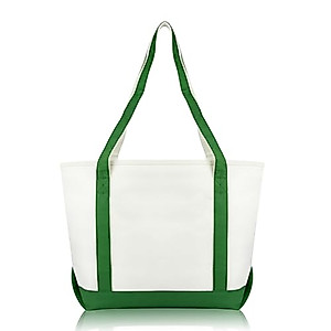 DALIX Daily Shoulder Tote Bag Premium Cotton in Dark Green