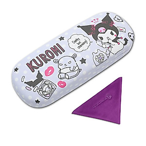 PERFECTSIGHT Hard Shell Eyeglasses Case, PU Leather Protective Glasses Case, Cute Cartoon Surface Eyeglass Case for Women Girls (Blue Kurom)