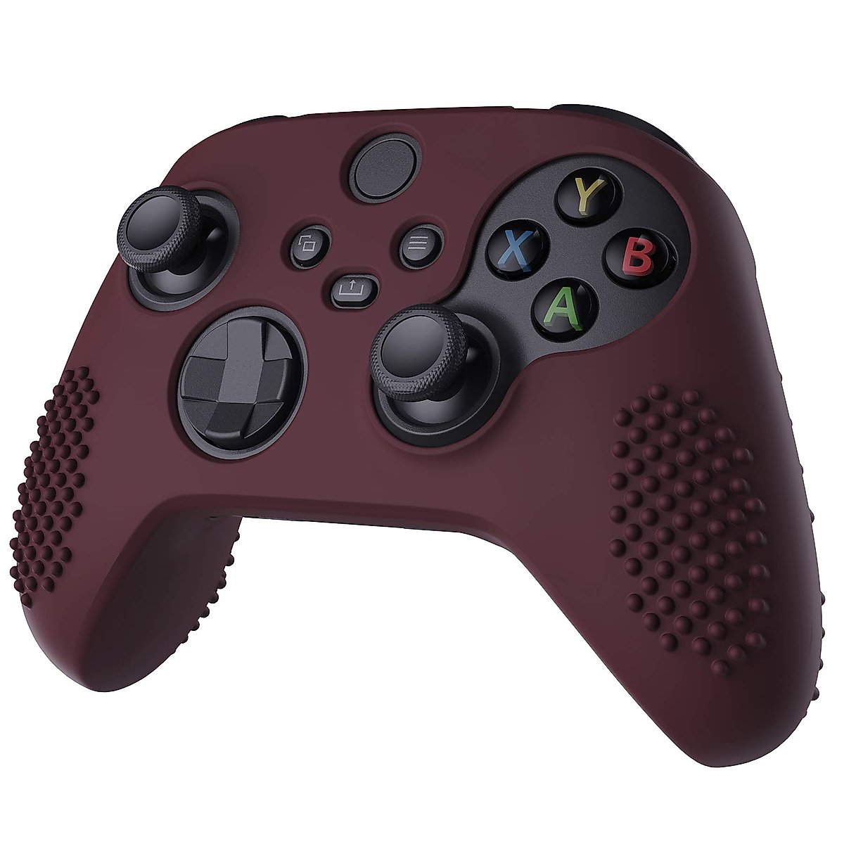 eXtremeRate PlayVital Wine Red 3D Studded Edition Anti-Slip Silicone Cover Skin for Xbox Series X/S Controller, Soft Rubber Case Protector for Xbox Core Wireless Controller with Thumb Grip Caps